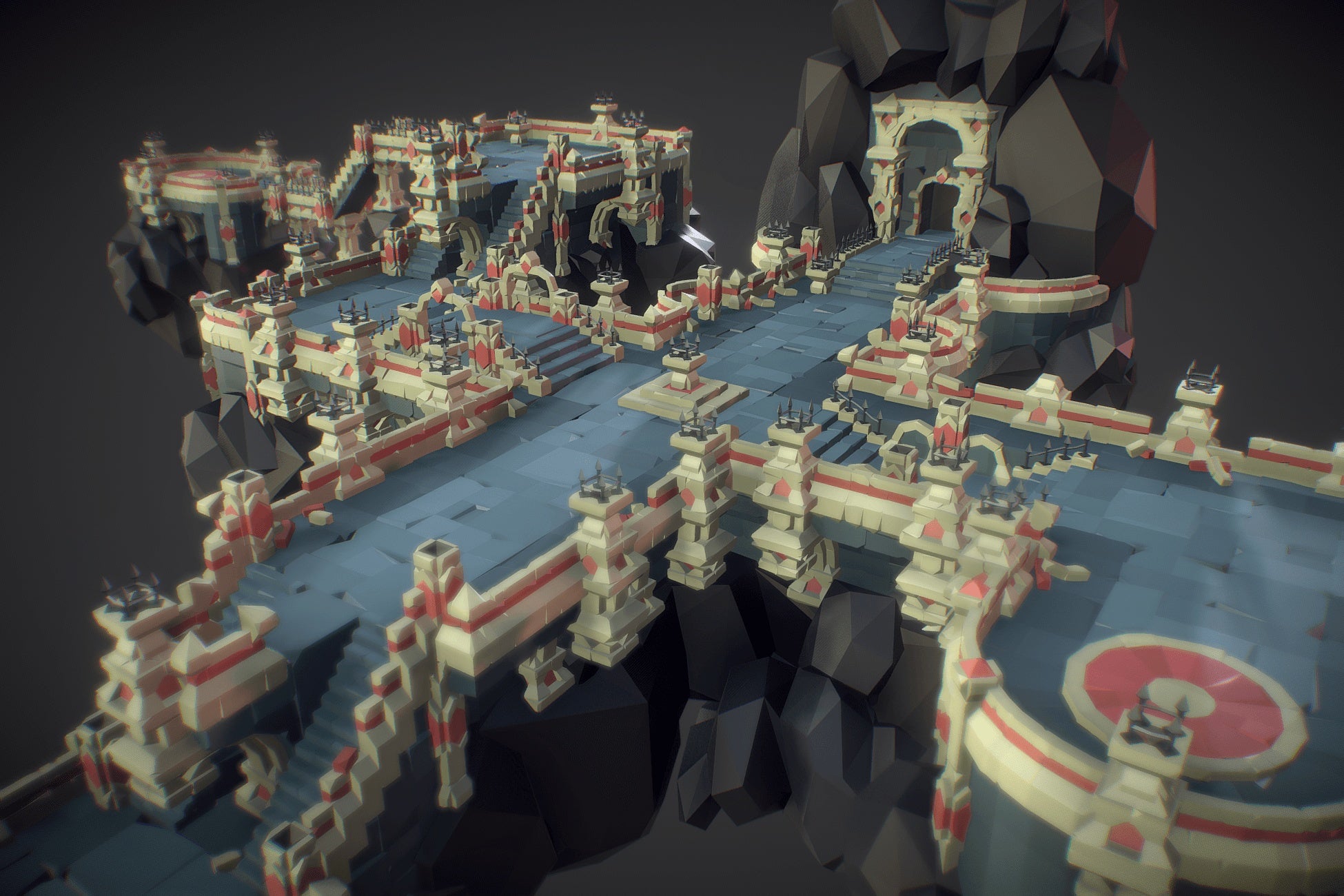 Low Poly Ancient Palace Set