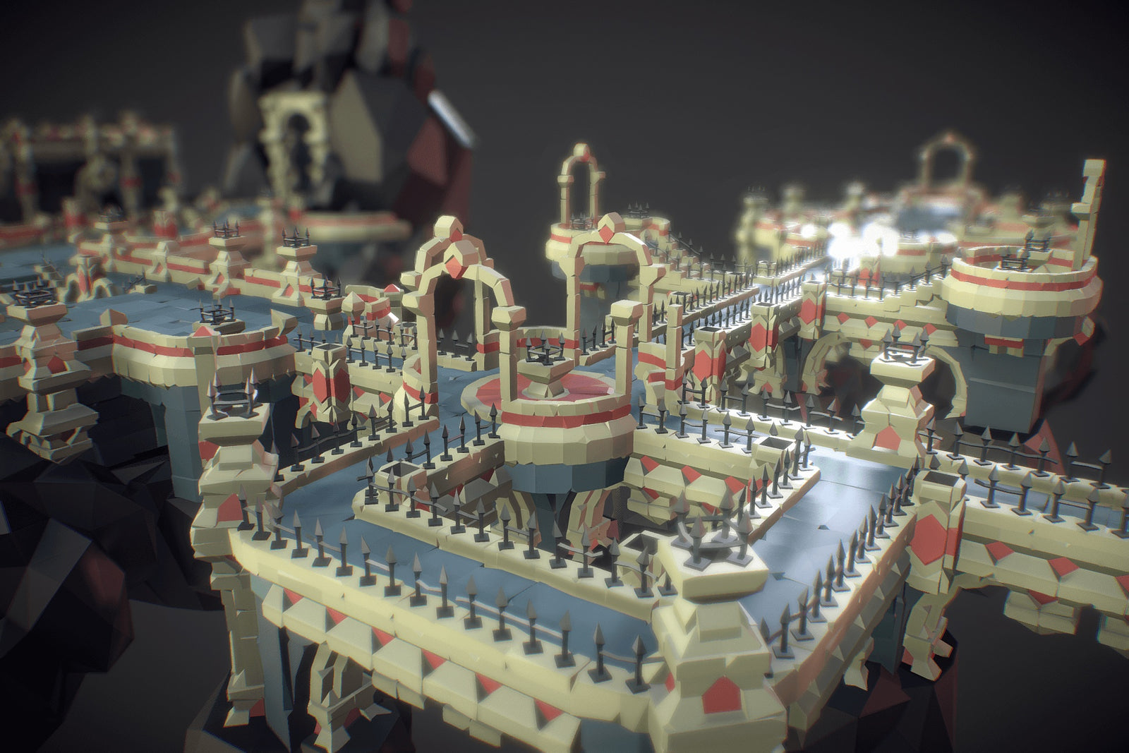 Low Poly Ancient Palace Set