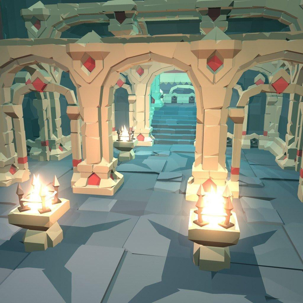 Low Poly Ancient Palace Set