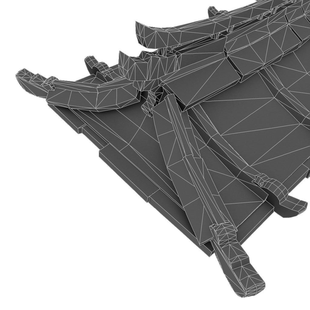 Low Poly 3D Asian Roof Set Models