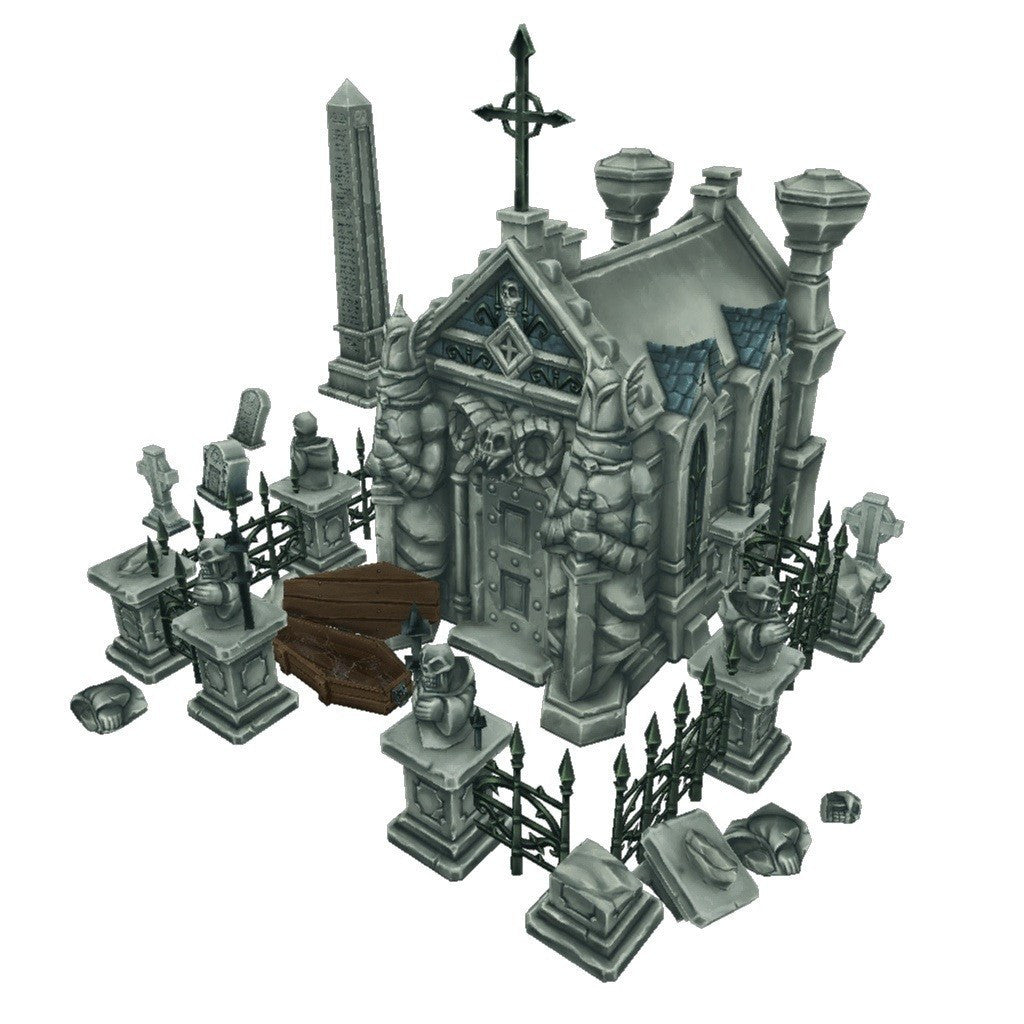 Low Poly Cemetery Set