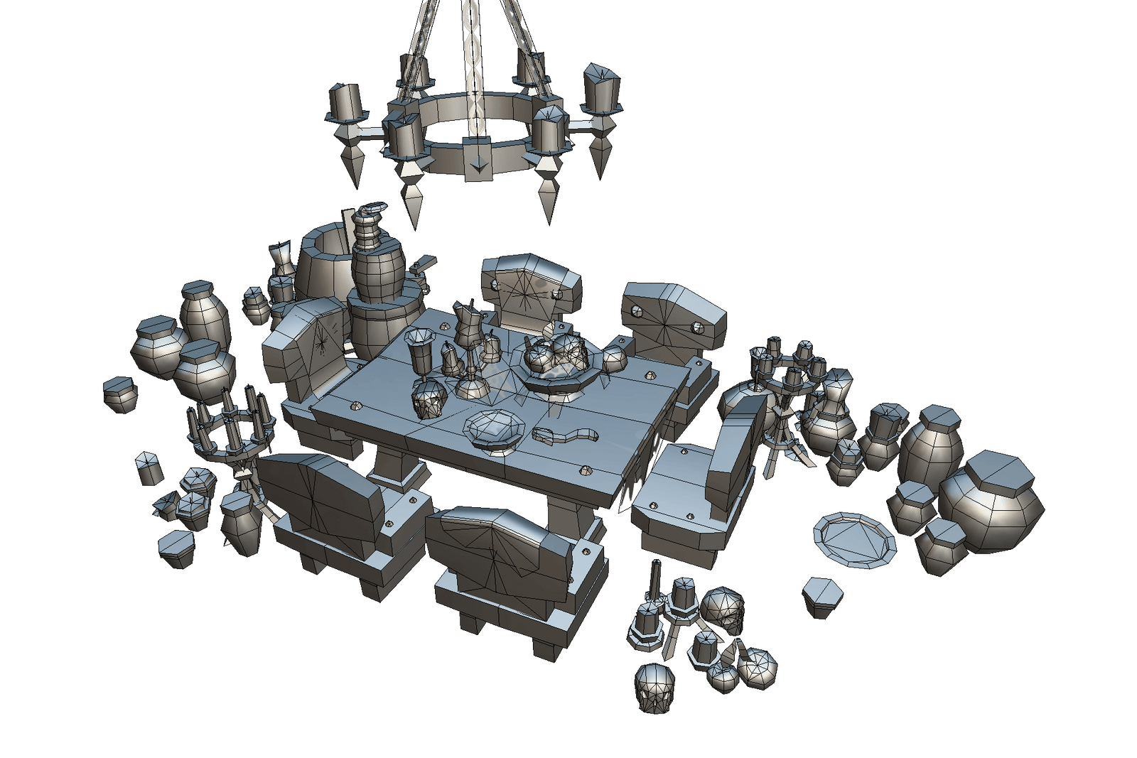 Low Poly Dungeon Entourage Set