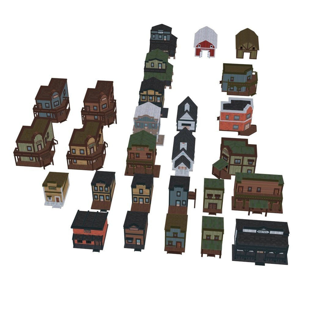 Low Poly Western Pixel Town