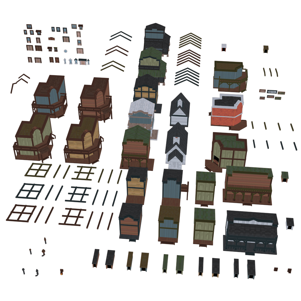 Low Poly Western Pixel Town