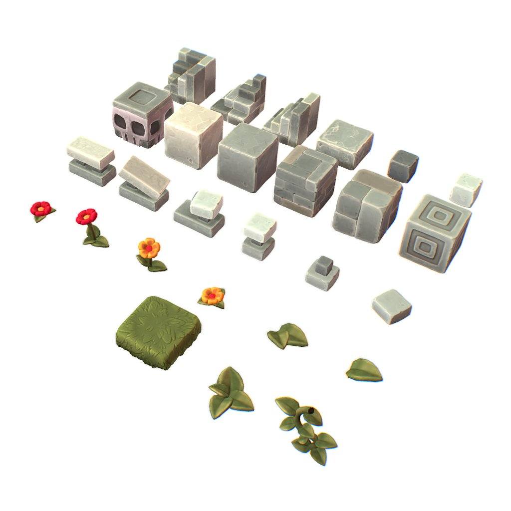 Stone Cube Set - PBR Hand Painted Series