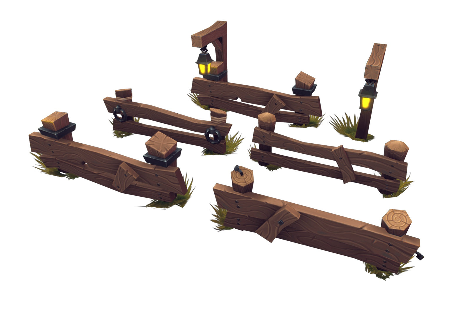 Barrel & Wooden Fence Set 3D Props