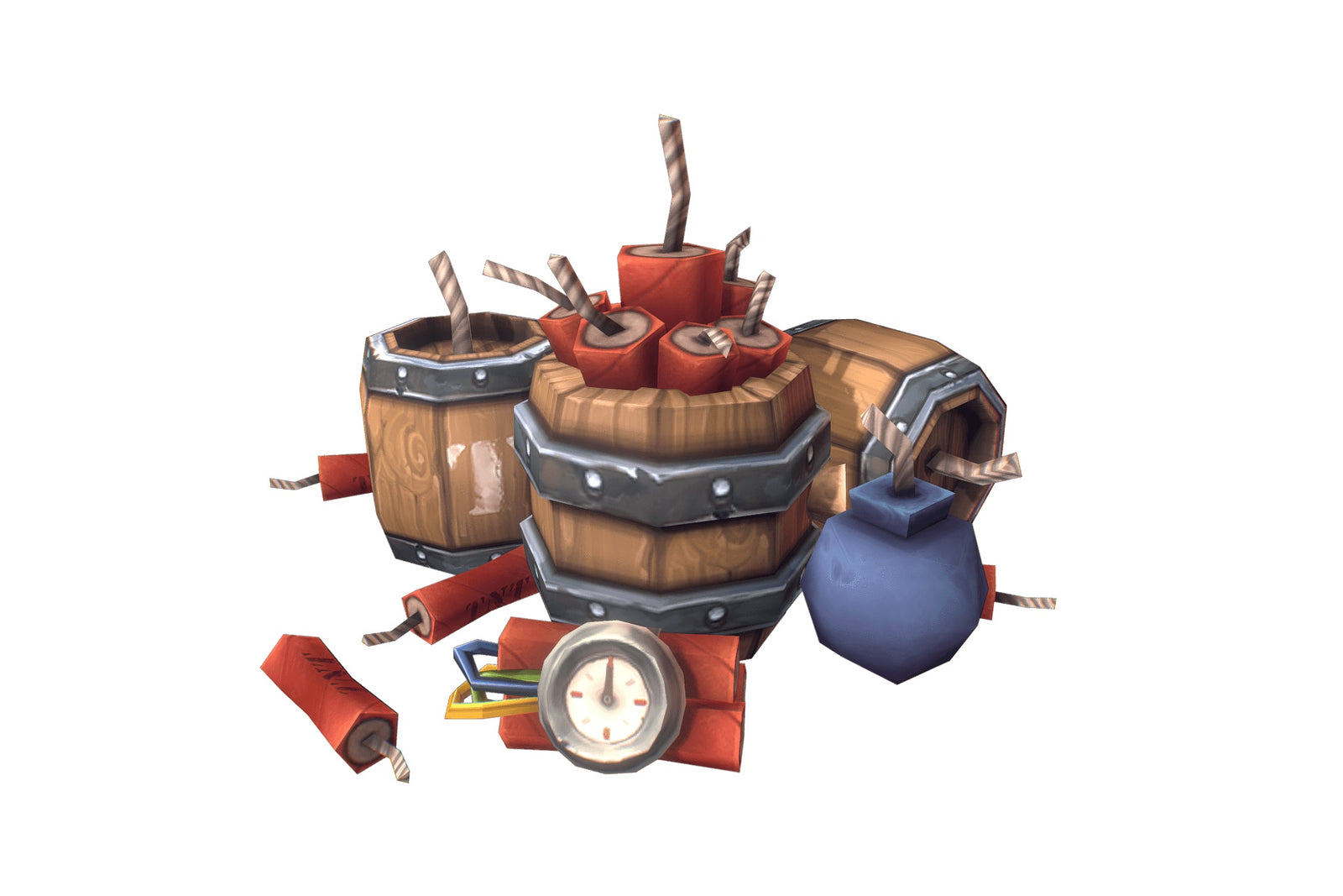 Explosives Barrels & Dynamite 3D Props