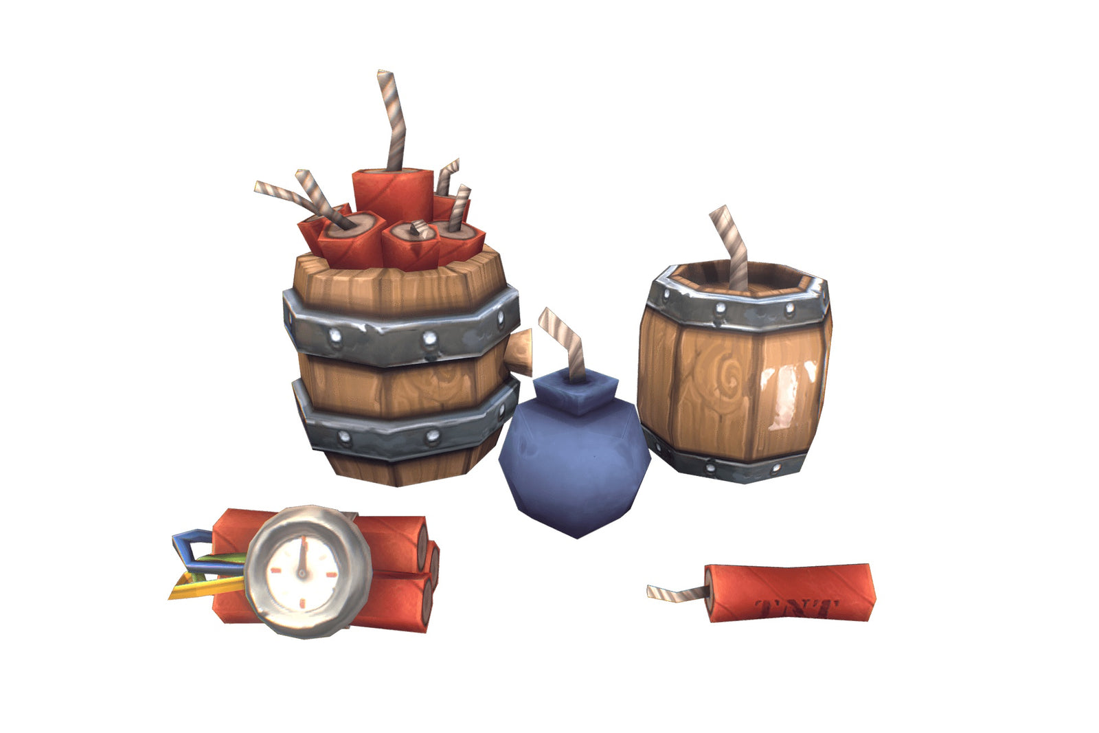Explosives Barrels & Dynamite 3D Props