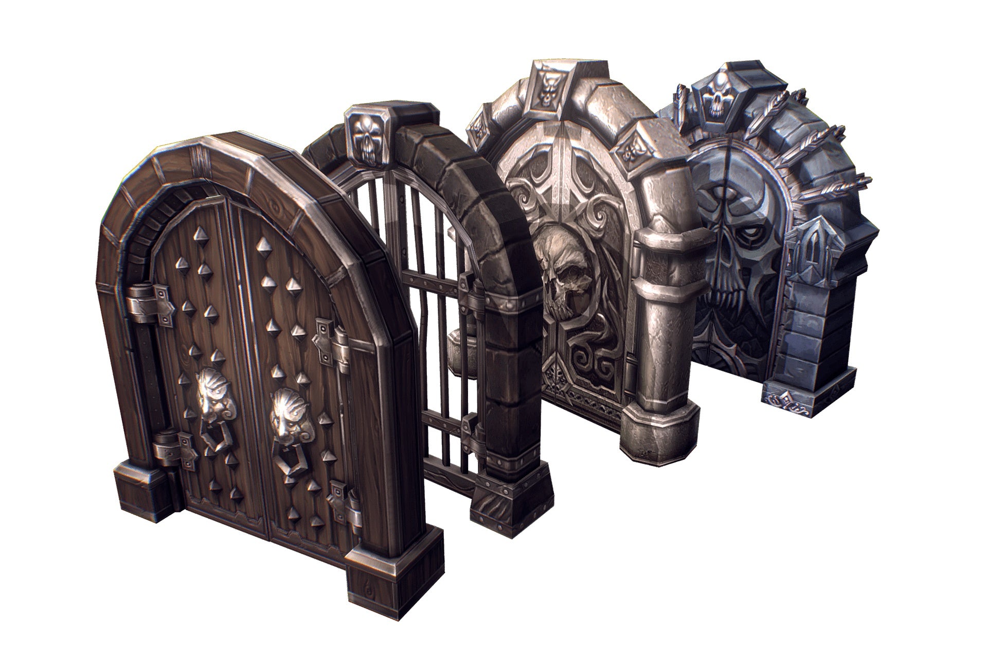 Wooden & Stone Dungeon Doors 3D Props